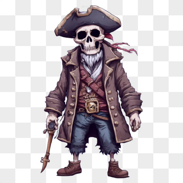 Descarga Esqueleto Pirata en Abrigo Desgastado con Espada y Brújula ...