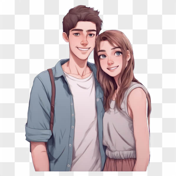 Download Young Couple Smiling Together Cartoons Online - Creative Fabrica