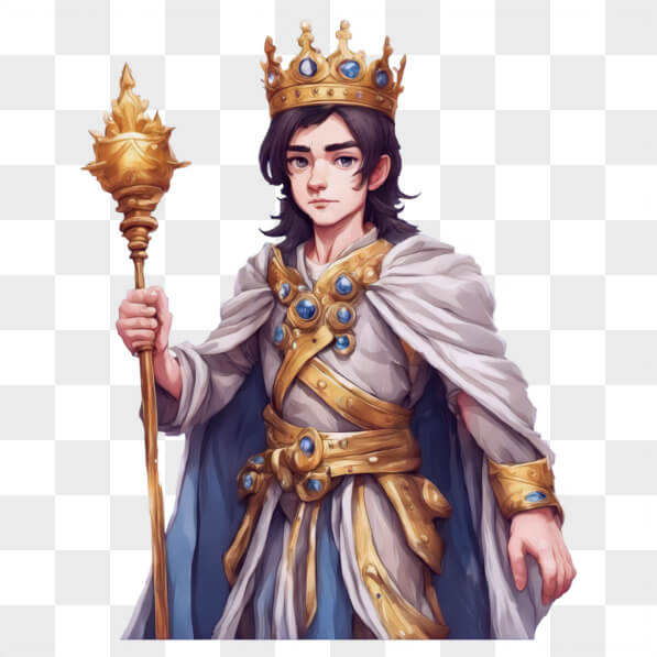 Download Young Royal Figure with Crown and Staff Cartoons Online ...