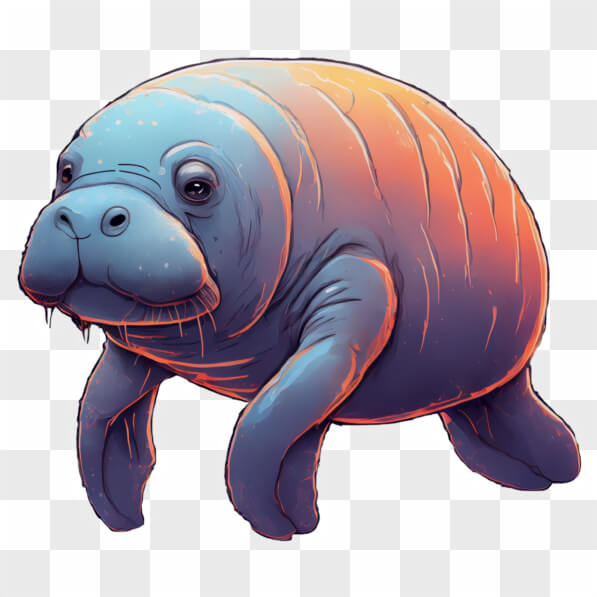 Download Stylized Manatee Illustration Cartoons Online - Creative Fabrica