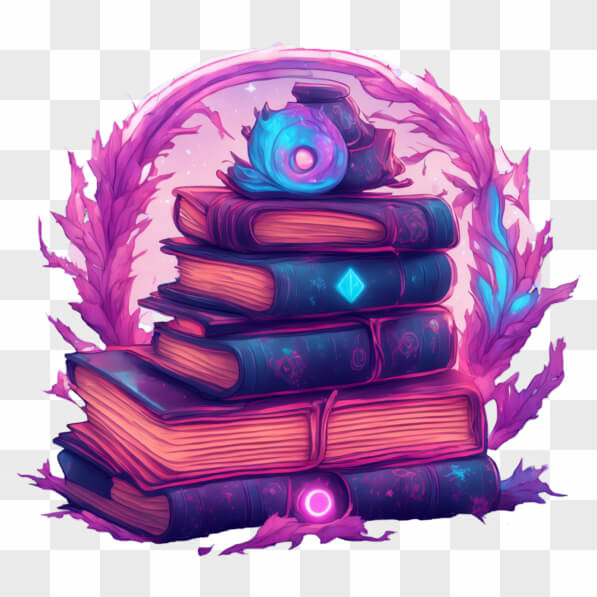 Download Magical Stack of Books with Glowing Orb Cartoons Online ...