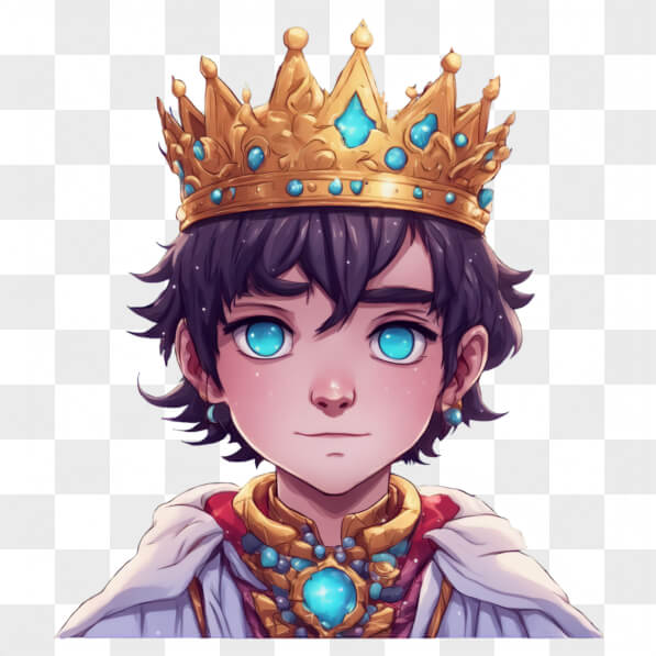 Download Young King Character with Crown and Regal Attire Cartoons ...