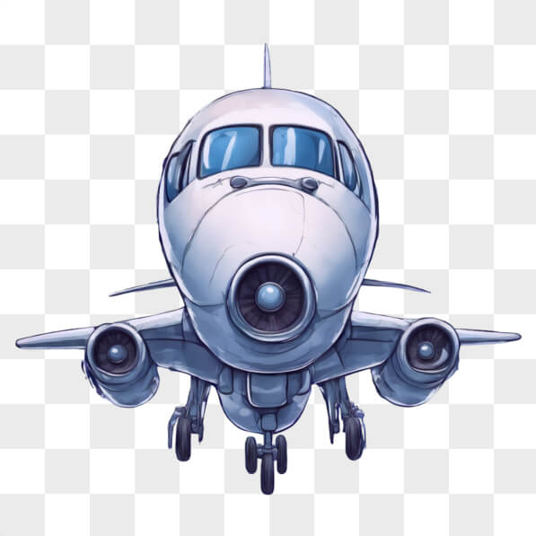 Download Front View of a Modern Airplane Cartoons Online - Creative Fabrica