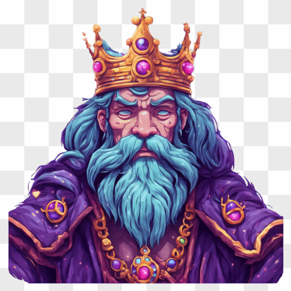 Download Regal King with Blue Hair and Crown Cartoons Online - Creative ...