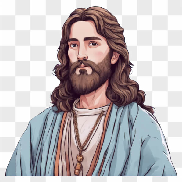 Download Depicted Figure with Long Hair and Robe Cartoons Online ...