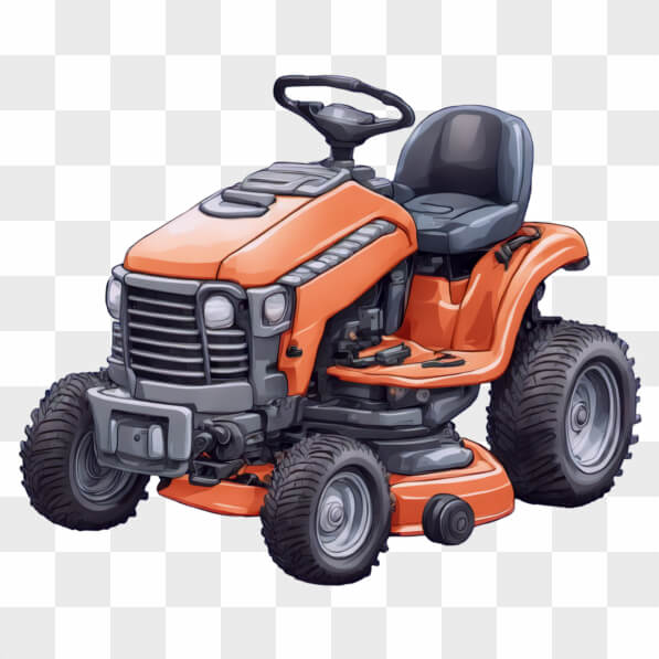 Download Orange Riding Lawn Mower Cartoons Online - Creative Fabrica