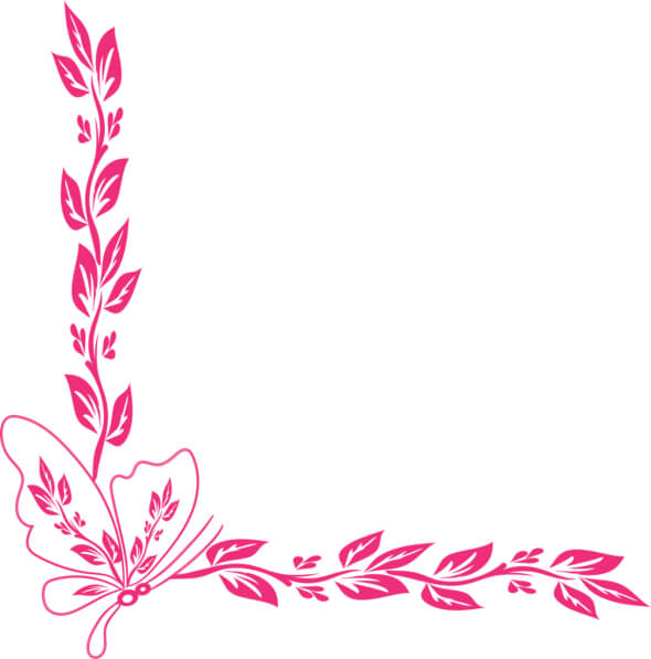 Descarga Diseño de esquina decorativa con elementos florales y mariposa ...