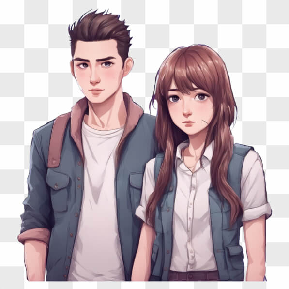 Download Young Couple Standing Together Cartoons Online - Creative Fabrica