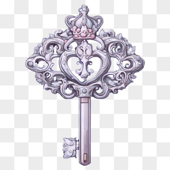 Download Ornate Heart-Shaped Key with Crown Motif Cartoons Online ...