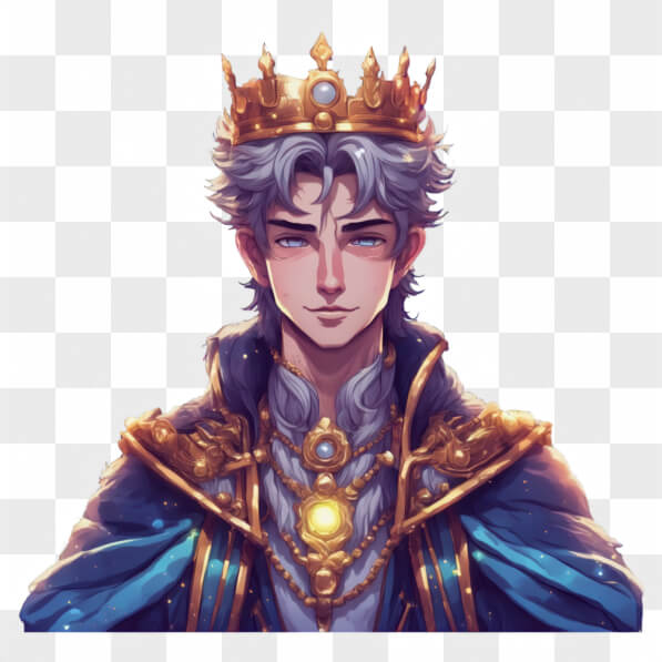 Download Regal Fantasy Character with Silver Hair and Crown Cartoons ...