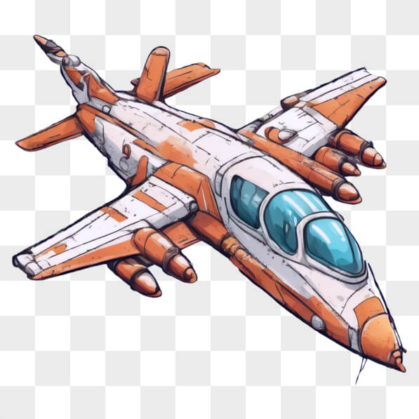 Download Stylized Aircraft with Orange and White Design Cartoons Online ...