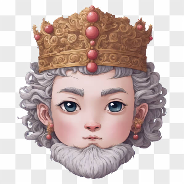 Download Regal Character Illustration with Crown and Beard Cartoons ...