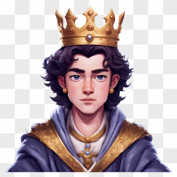 Download Young King with Golden Crown Cartoons Online - Creative Fabrica
