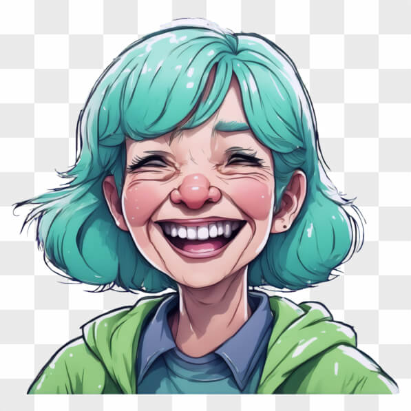 Descarga Personaje alegre con cabello azul verdoso y expresión alegre ...