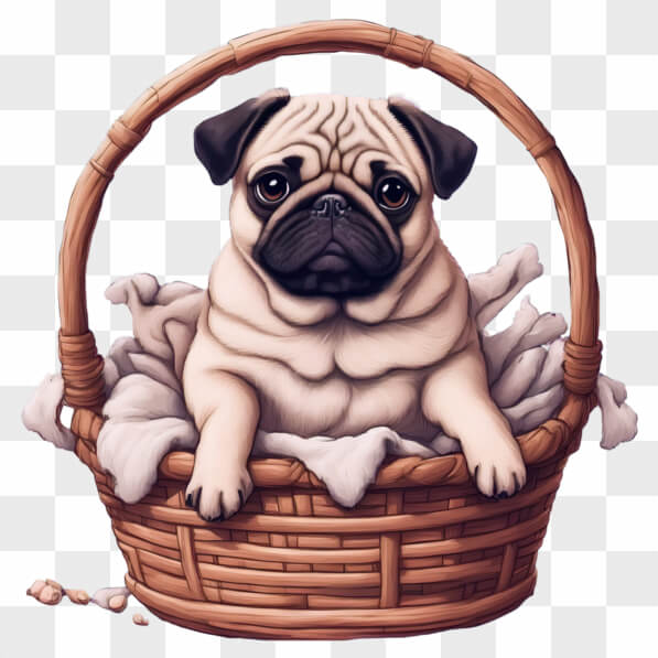 Download Adorable Pug in a Basket Cartoons Online - Creative Fabrica