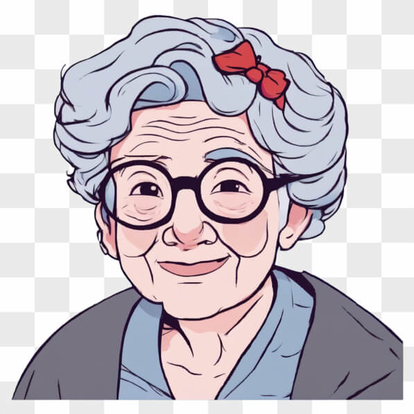 Download Elderly Woman with Gray Hair and Bow Cartoons Online ...