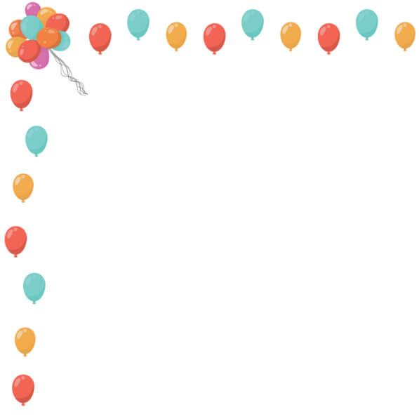 Download Colorful Balloons on White Background Borders & Corners Online ...