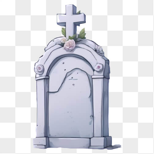Download Gravestone with Flowers and Cross Cartoons Online - Creative ...