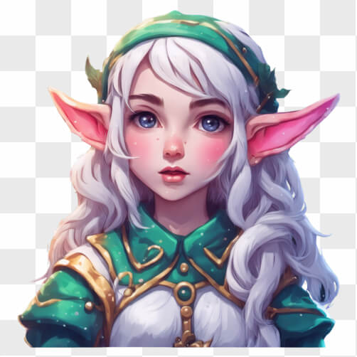 Download Fantasy Character with White Hair and Leafy Headpiece Cartoons ...