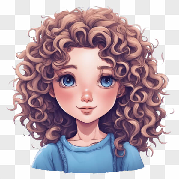 Download Stylized illustration of a young girl with curly hair Cartoons ...