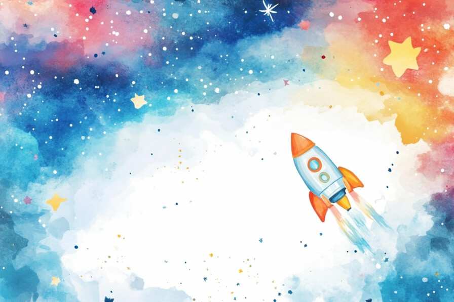 Download Whimsical Rocket in Space Backgrounds Online - Creative Fabrica