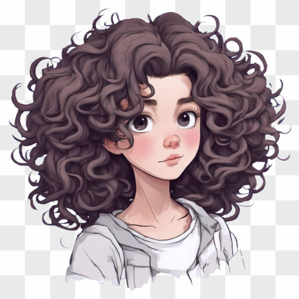 Download Illustration of a Young Girl with Curly Hair Cartoons Online ...