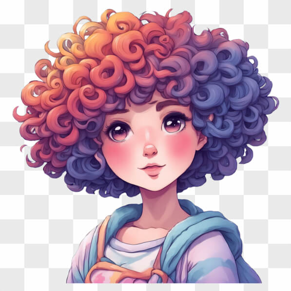 Download Colorful Girl with Curly Hair Cartoons Online - Creative Fabrica