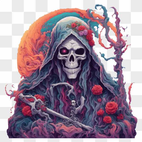 Download Stylized Grim Reaper with Colorful Smoke Cartoons Online ...