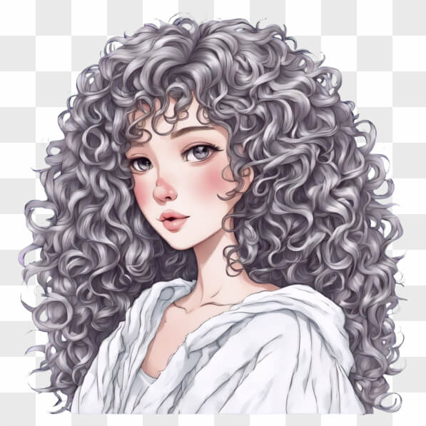 Download Young Woman with Curly Grey Hair Cartoons Online - Creative ...