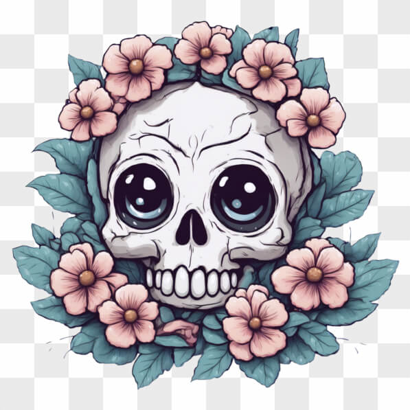 Download Whimsical Skull Surrounded by Flowers Cartoons Online ...