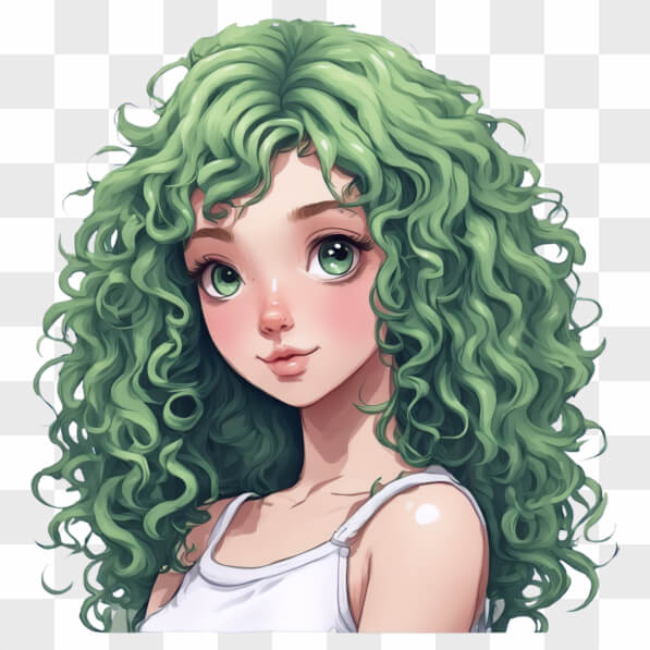 Download Whimsical girl with green curly hair Cartoons Online ...