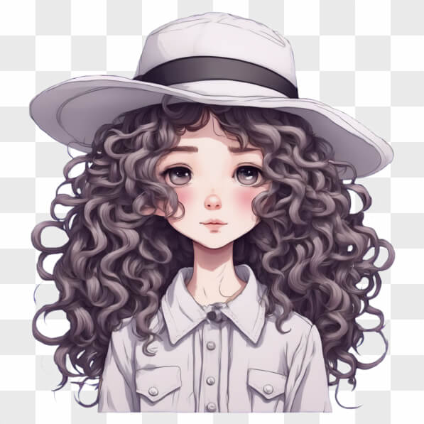 Descarga Retrato caprichoso de una niña joven con cabello rizado y sombrero Cartoons En Línea ...