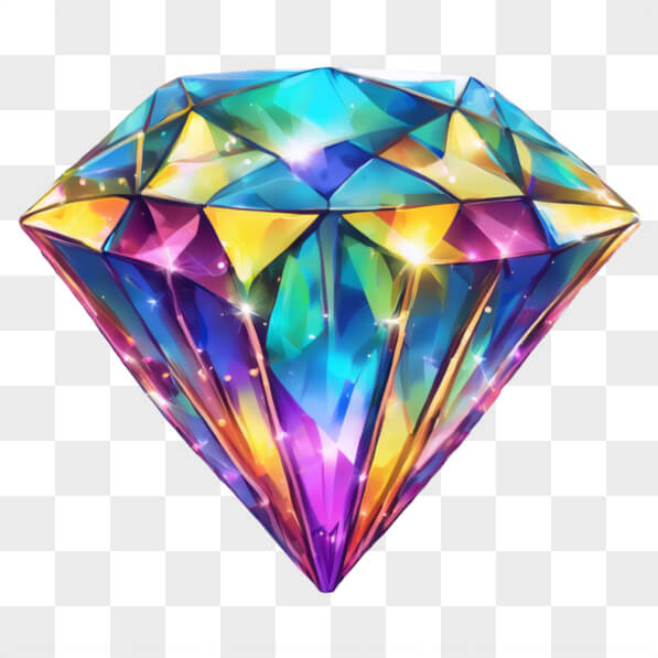 Download Colorful Diamond with Sparkling Facets Cartoons Online ...