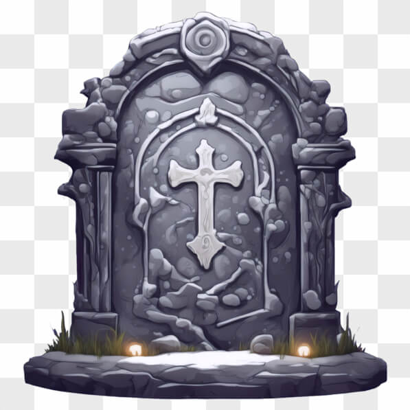 Download Weathered Stone Tombstone with Cross Cartoons Online ...