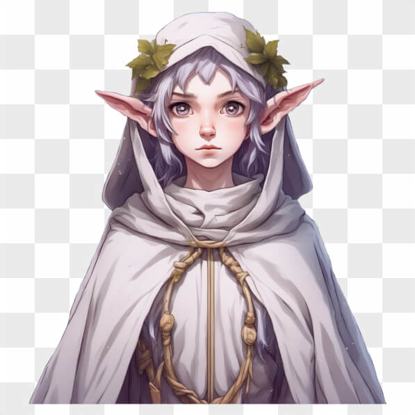 Download Elf Character in White Cloak Cartoons Online - Creative Fabrica