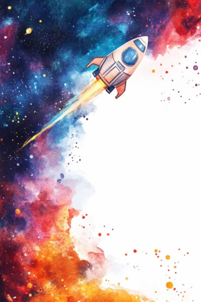 Download Rocket Ship in Colorful Space Backgrounds Online - Creative ...