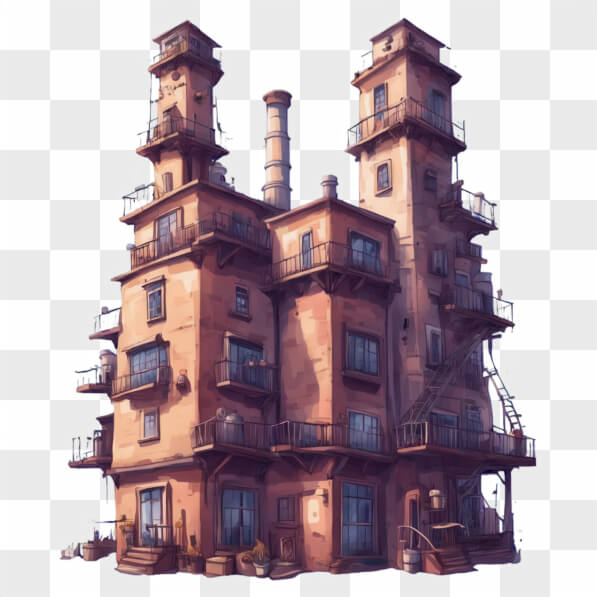 Download Whimsical Multi-Level Building Cartoons Online - Creative Fabrica