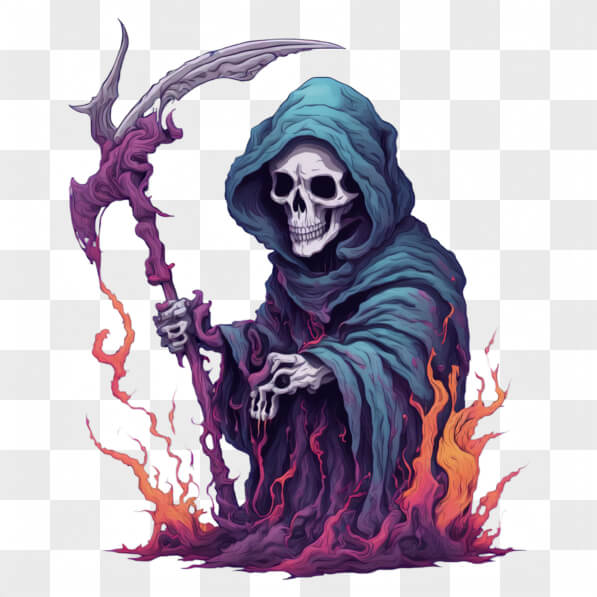 Download Stylized Grim Reaper with Flames Cartoons Online - Creative ...