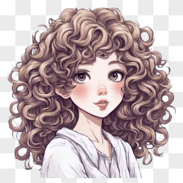 Descarga Retrato estilizado de una niña con cabello rizado Cartoons En Línea - Creative Fabrica