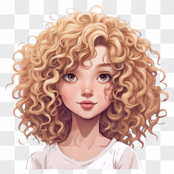 Descarga Retrato de una niña joven con cabello rizado Cartoons En Línea - Creative Fabrica