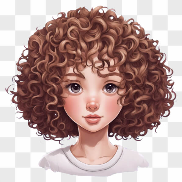 Descarga Retrato estilizado de una niña con cabello rizado Cartoons En Línea - Creative Fabrica