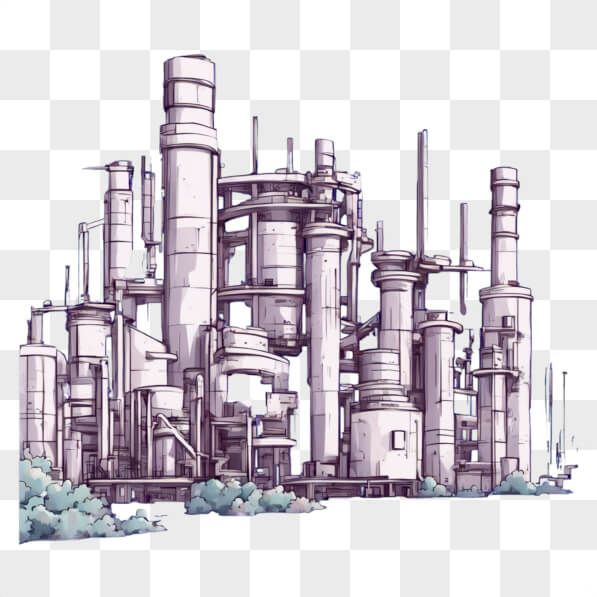 Download Industrial Complex with Cylindrical Structures Cartoons Online ...