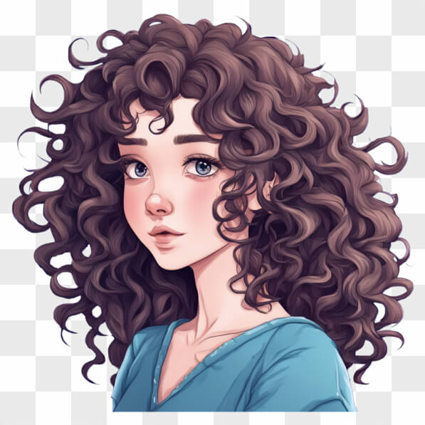 Descarga Retrato de una niña joven con cabello rizado Cartoons En Línea - Creative Fabrica