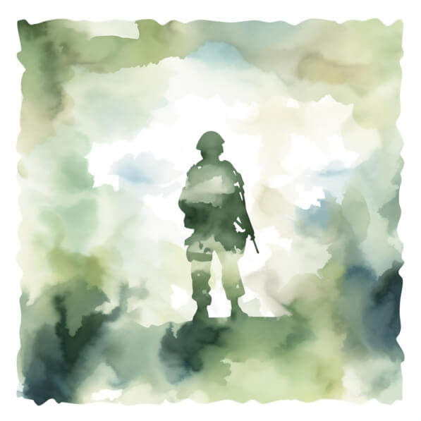 Download Silhouetted Soldier in Watercolor Background Backgrounds ...
