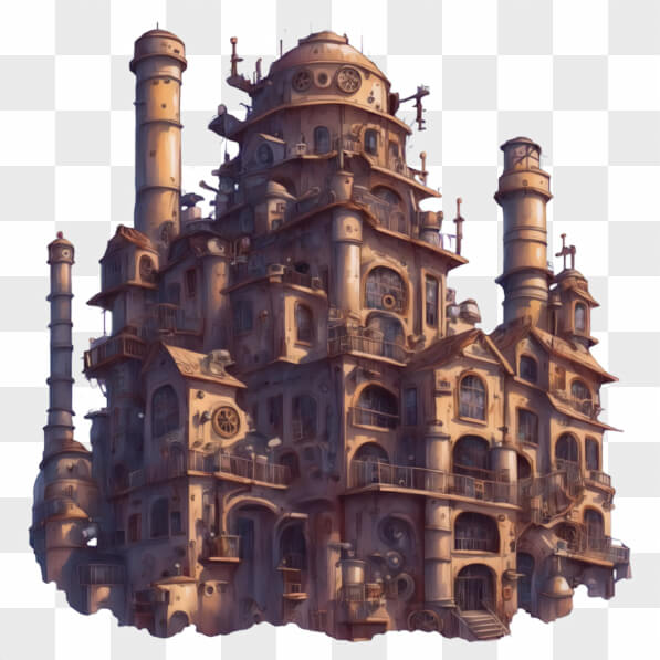 Download Intricate Steampunk Building Cartoons Online - Creative Fabrica