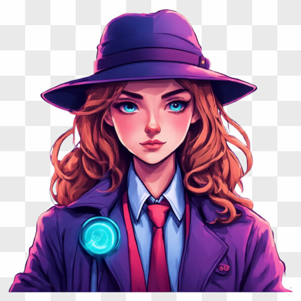 Descarga Retrato estilizado de una joven con sombrero Cartoons En Línea - Creative Fabrica