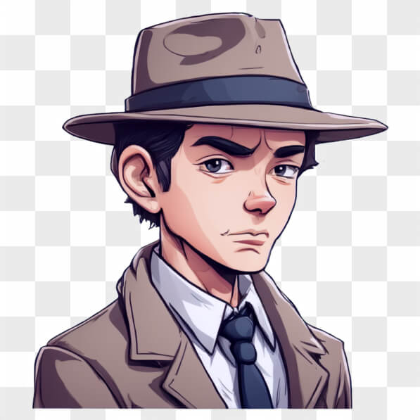 Download Animated detective character in a trench coat and fedora ...