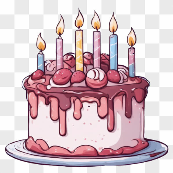 Download Birthday Cake with Candles Cartoons Online - Creative Fabrica