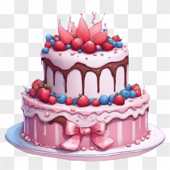 Download Decadent Two-Tiered Cake with Fresh Fruits Cartoons Online ...