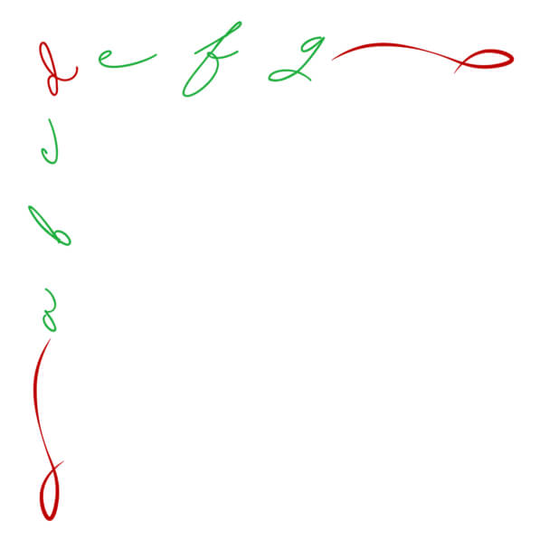 Descarga Letras Cursivas Estilizadas en Verde y Rojo Bordes y Esquinas ...